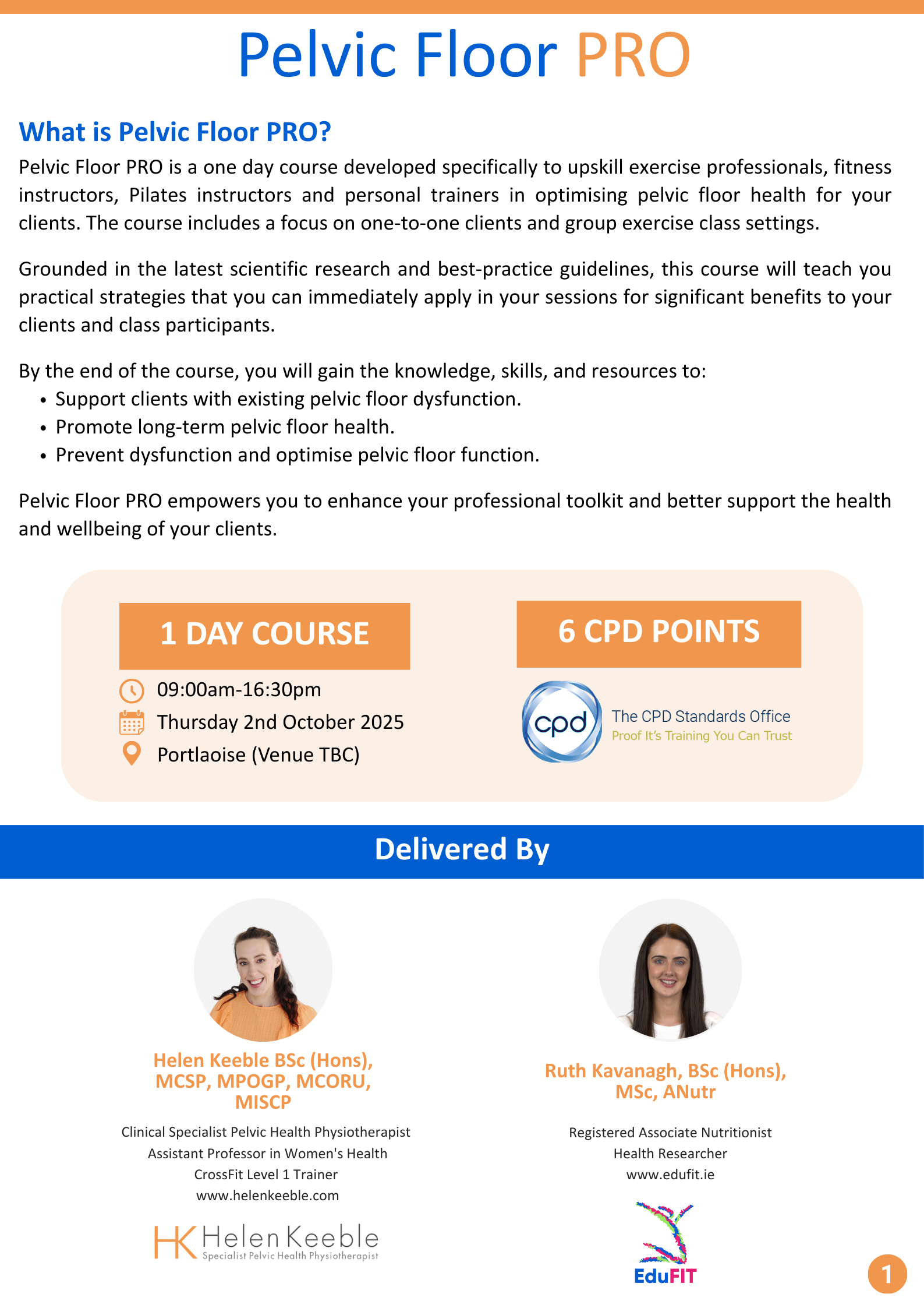 Pelvic Floor PRO – 2nd October 2025 - EduFIT